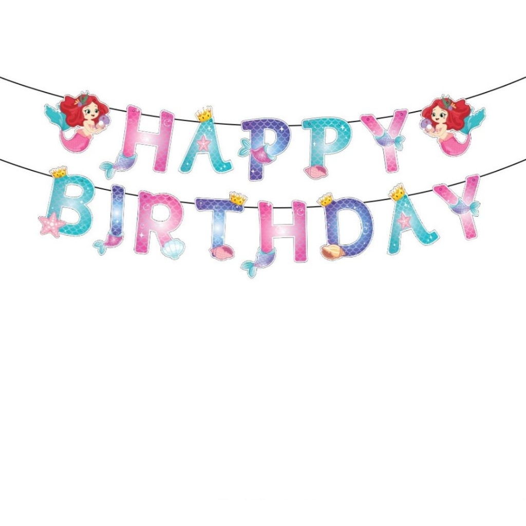 Mermaid Theme Happy Birthday HBD Banner | Shopee Philippines