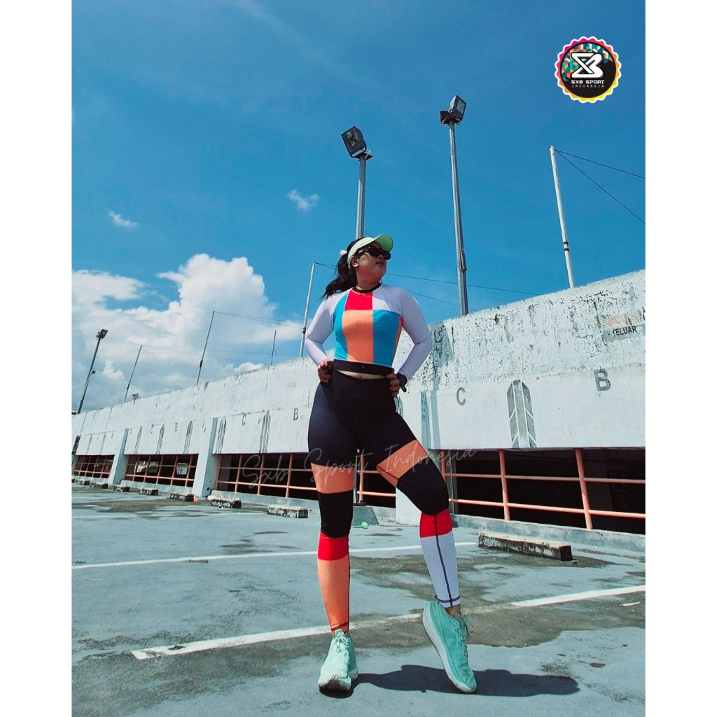 SXB SPORT BLOCK COLOUR LONGSLEEVE CROPP AND LEGGING | Shopee Philippines