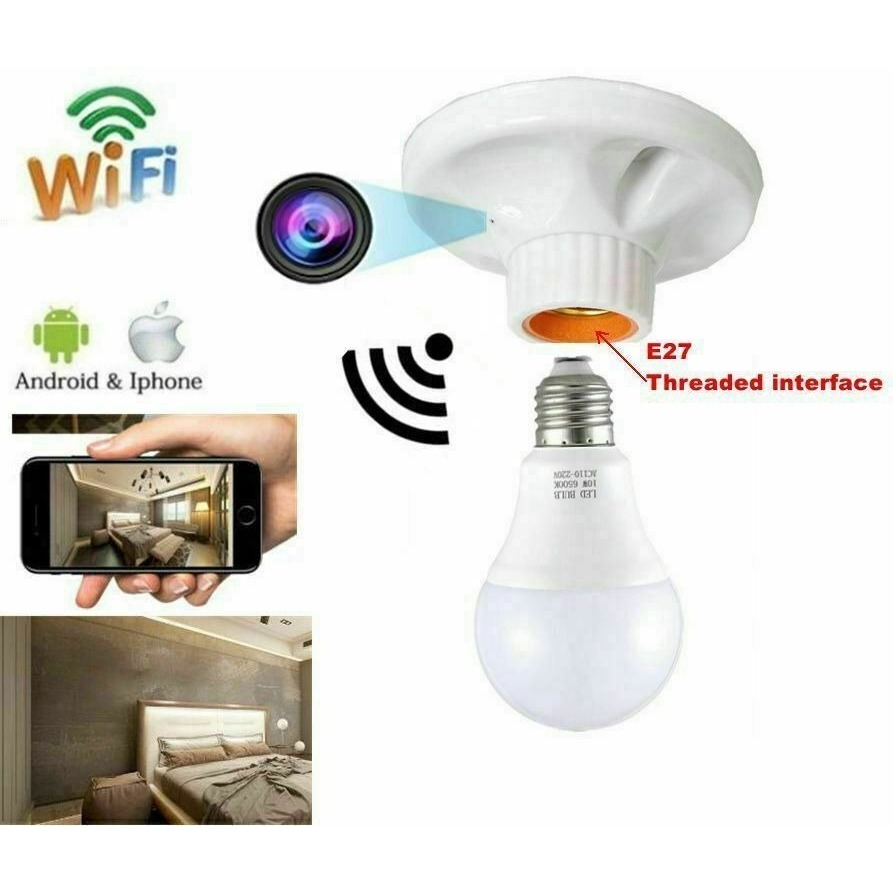 ArmJaya Hidden Spy Camera Socket Fitting WiFi Lamp 1080P Camera FIT-DIY ...