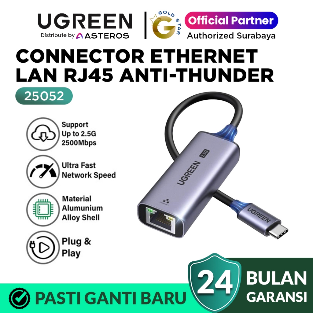 UGREEN USB Type C To Lan Ethernet Adapter 2.5G 2500Mbps USB 3.0 Network ...