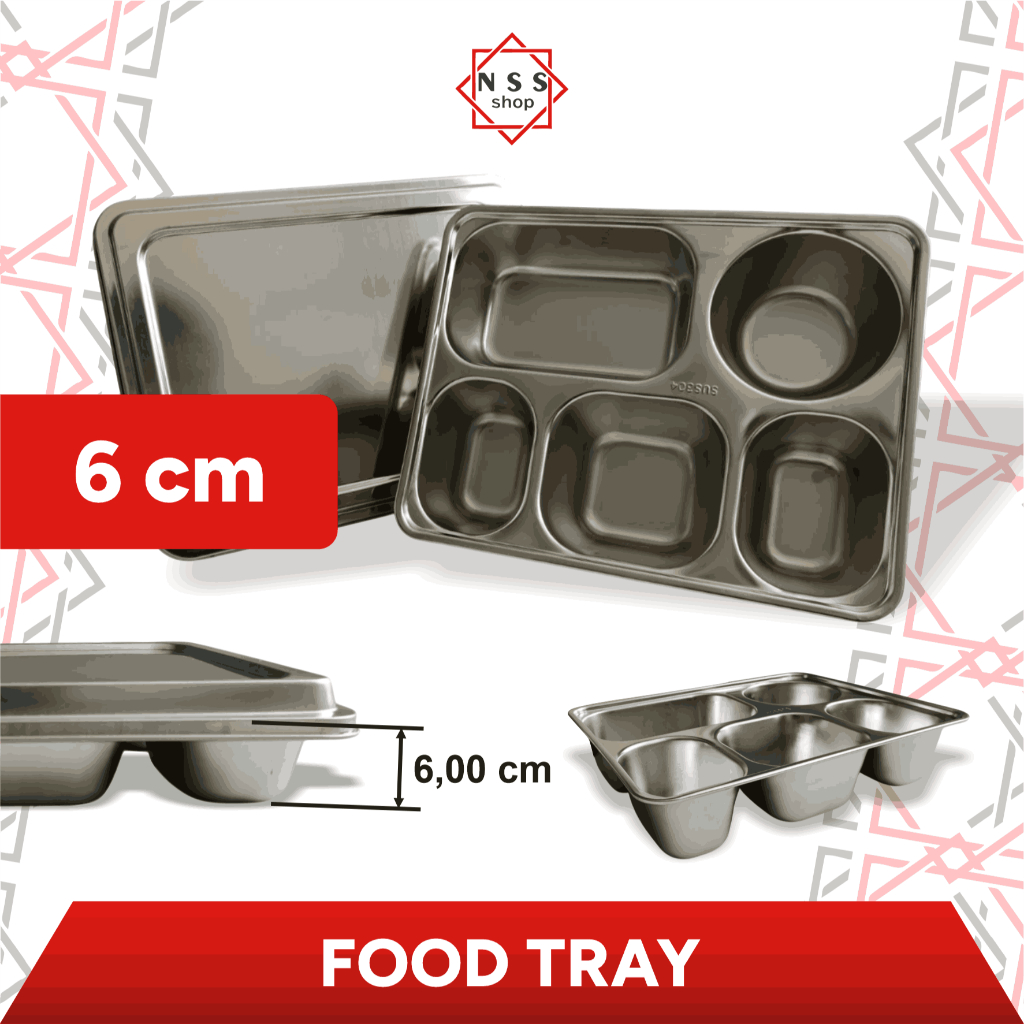 Foodtray Ompreng MBG 6 CM Stainless Steel SUS 304 | Ompreng Food Tray ...