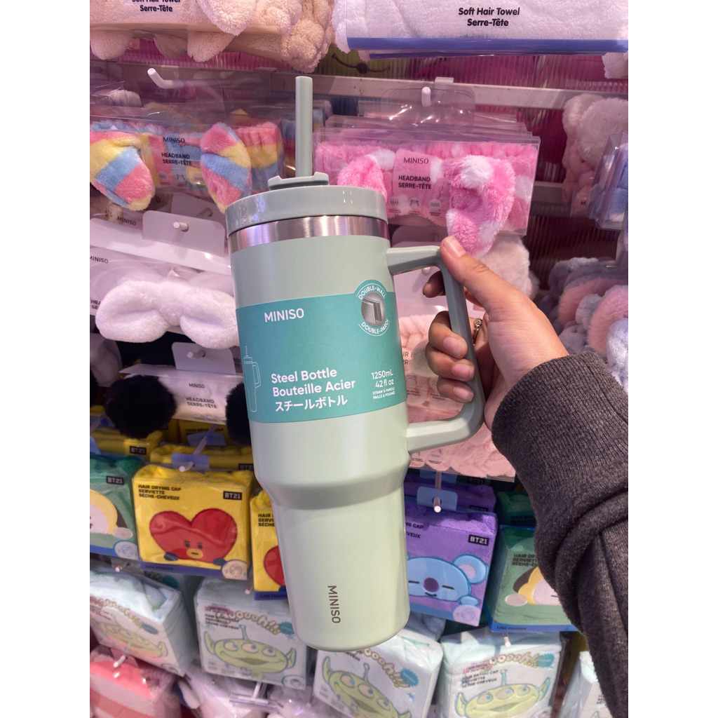 miniso - Color Series Large Capacity Double Wall Bottle 1250ml (Green ...