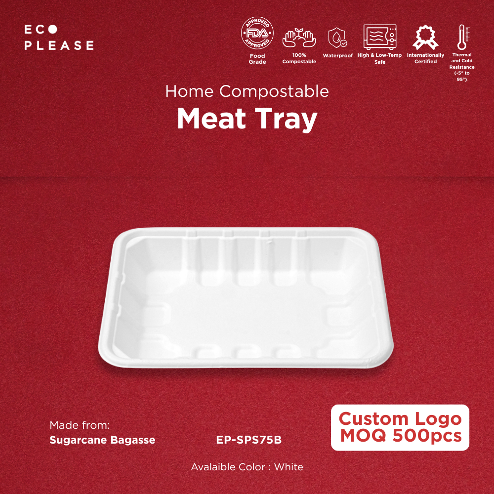 50pcs Ecoplease Bagasse Meat Tray Home Compostable Ecofriendly Friendly ...