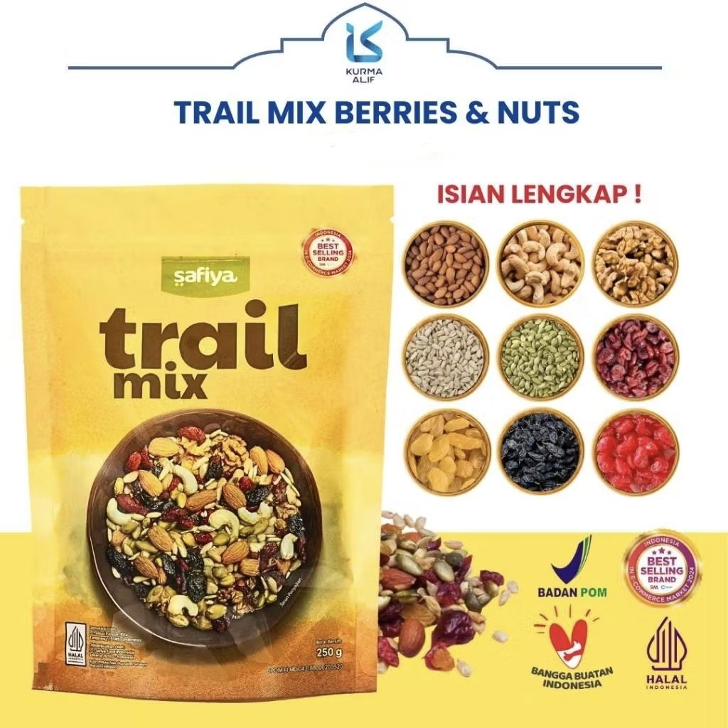 Trail Mix Safiya 500gr / 250gr Mix Dried Fruit Nut and Seed Snack Diet ...