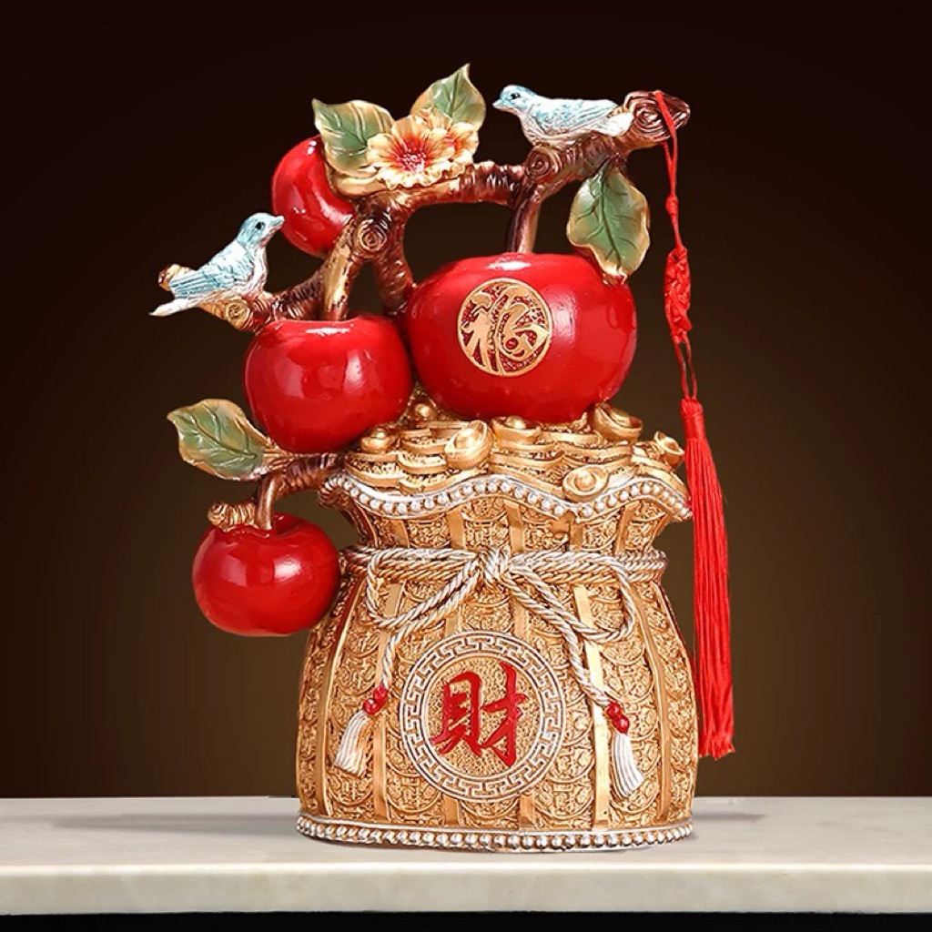 MERAH Feng Shui Fortune Red Apple Tree Decoration Display & Bag ...