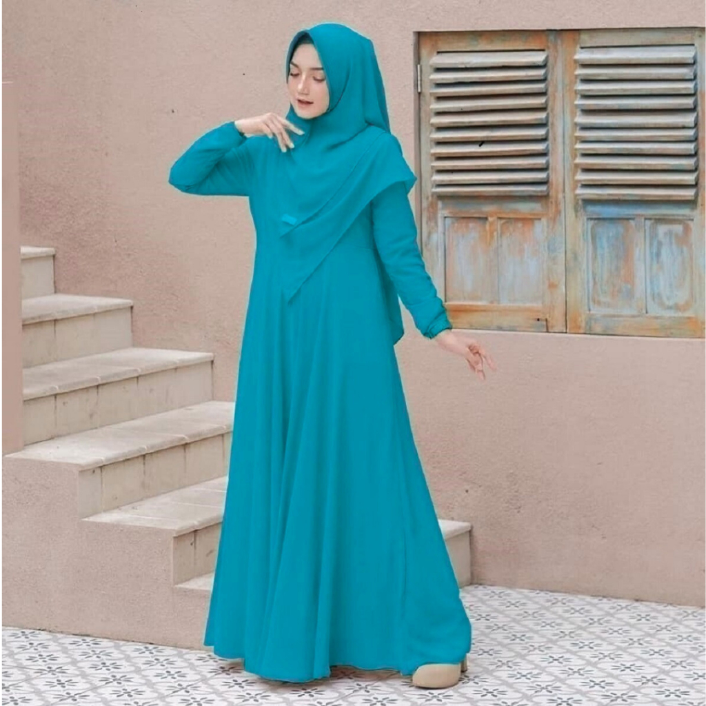 Muslim Women's Gamis Set Hijab 2 Layer Latest 2025 Syari Gamis Jumbo ...