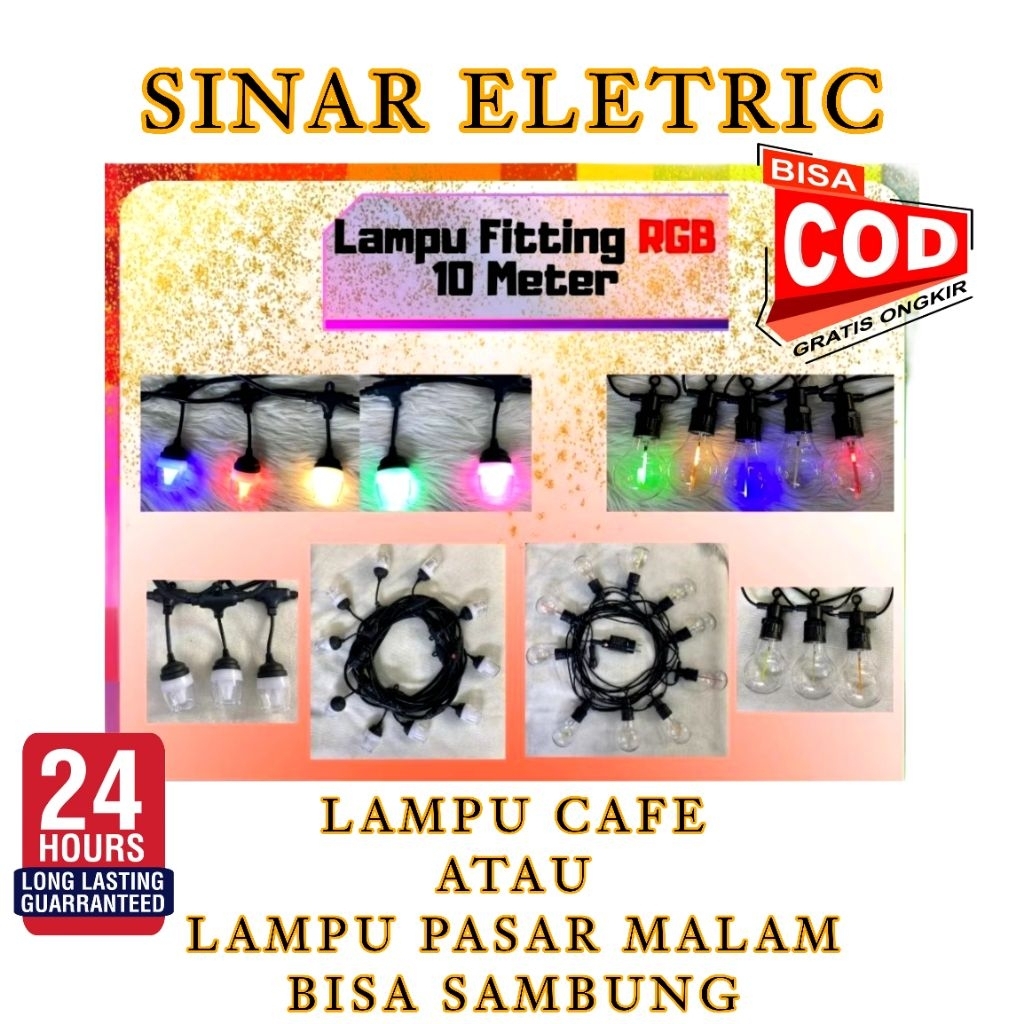 10 meter hanging fitting LED lights 10 RGB colorful LED lights/ CAFE ...