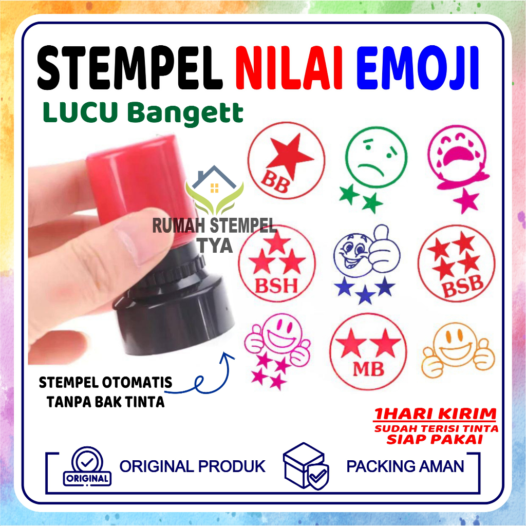 CUTE TEACHER VALUE EMOJI STAMP PAUD/TK STAMP SCHOOL ASSESSMENT STAR ...