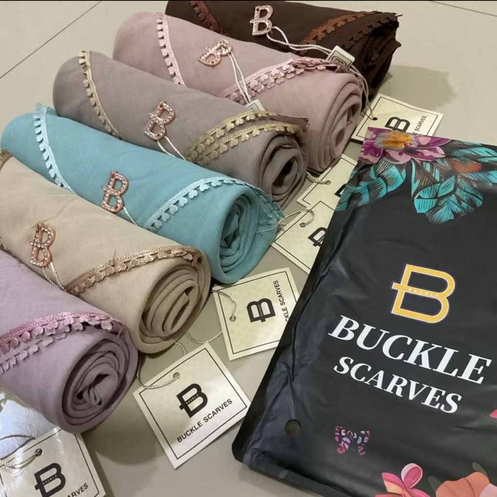 Plain Square Hijab BUCKLE SCRAPS Vintage Voal Premium Paris Hijab ...