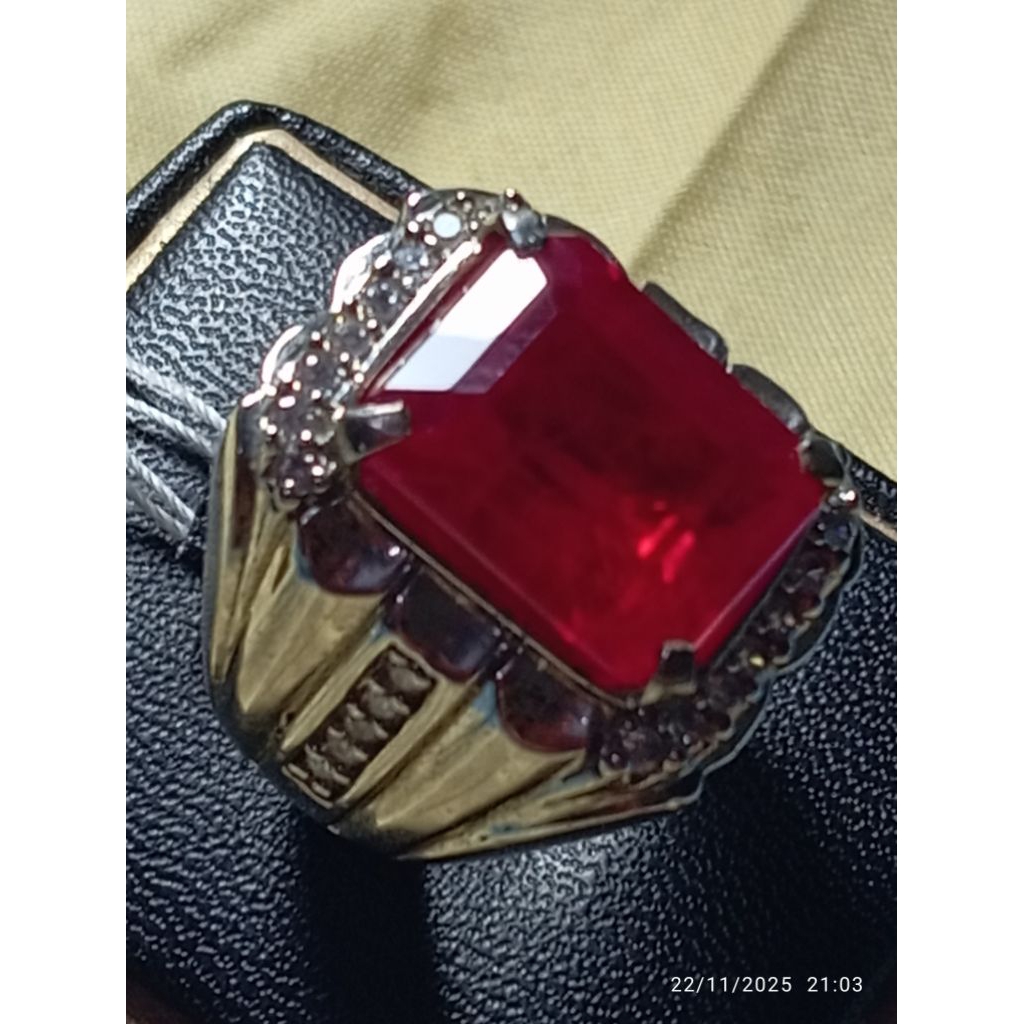 MATA Stone Eye Ring Ruby Pigeon Blood Crystal Earrings Premium SizeBIG ...