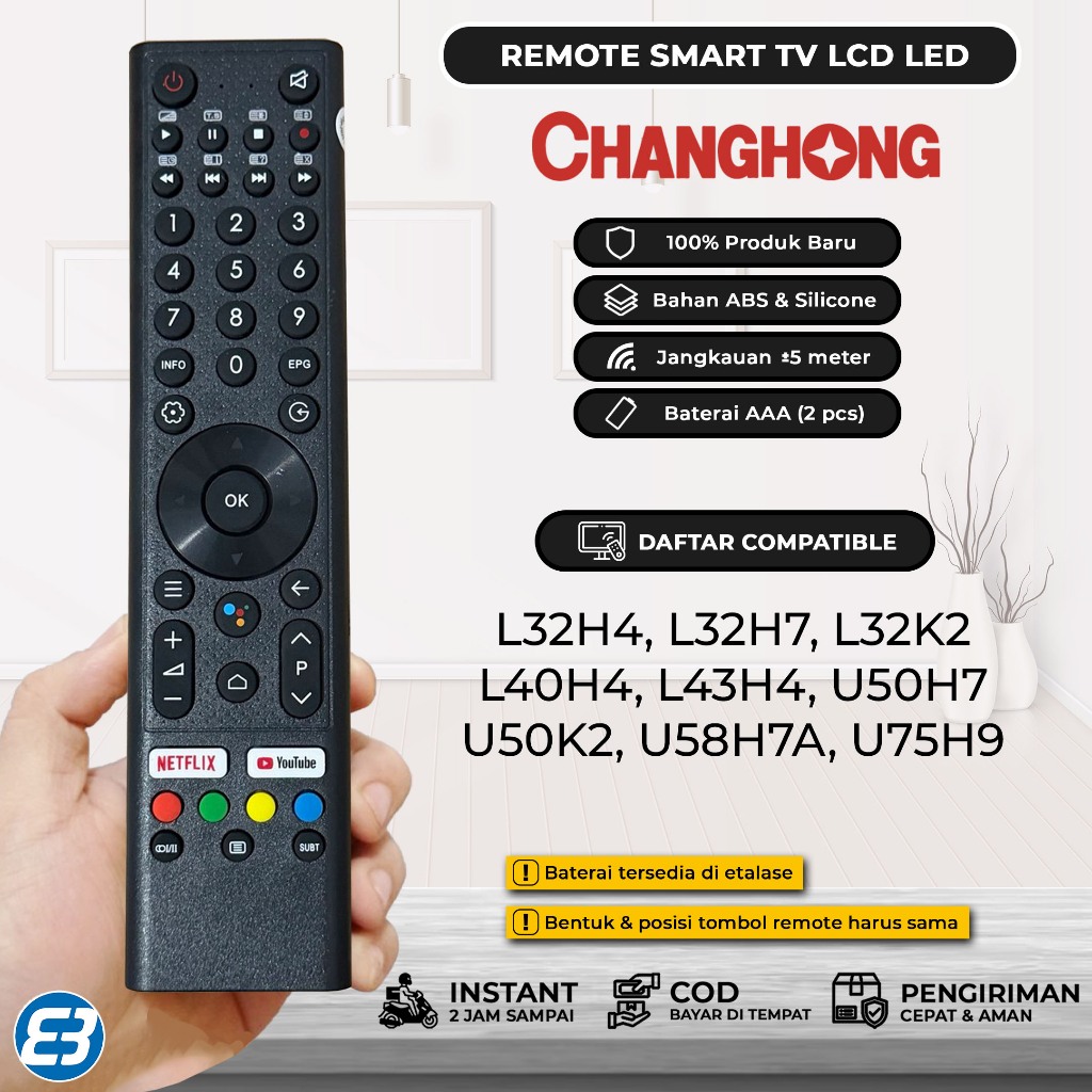 Changhong TV Remote SHP-801 L32H4 L32H7 L32K2 L40H4 L43H4 U50H7 U50K2 ...