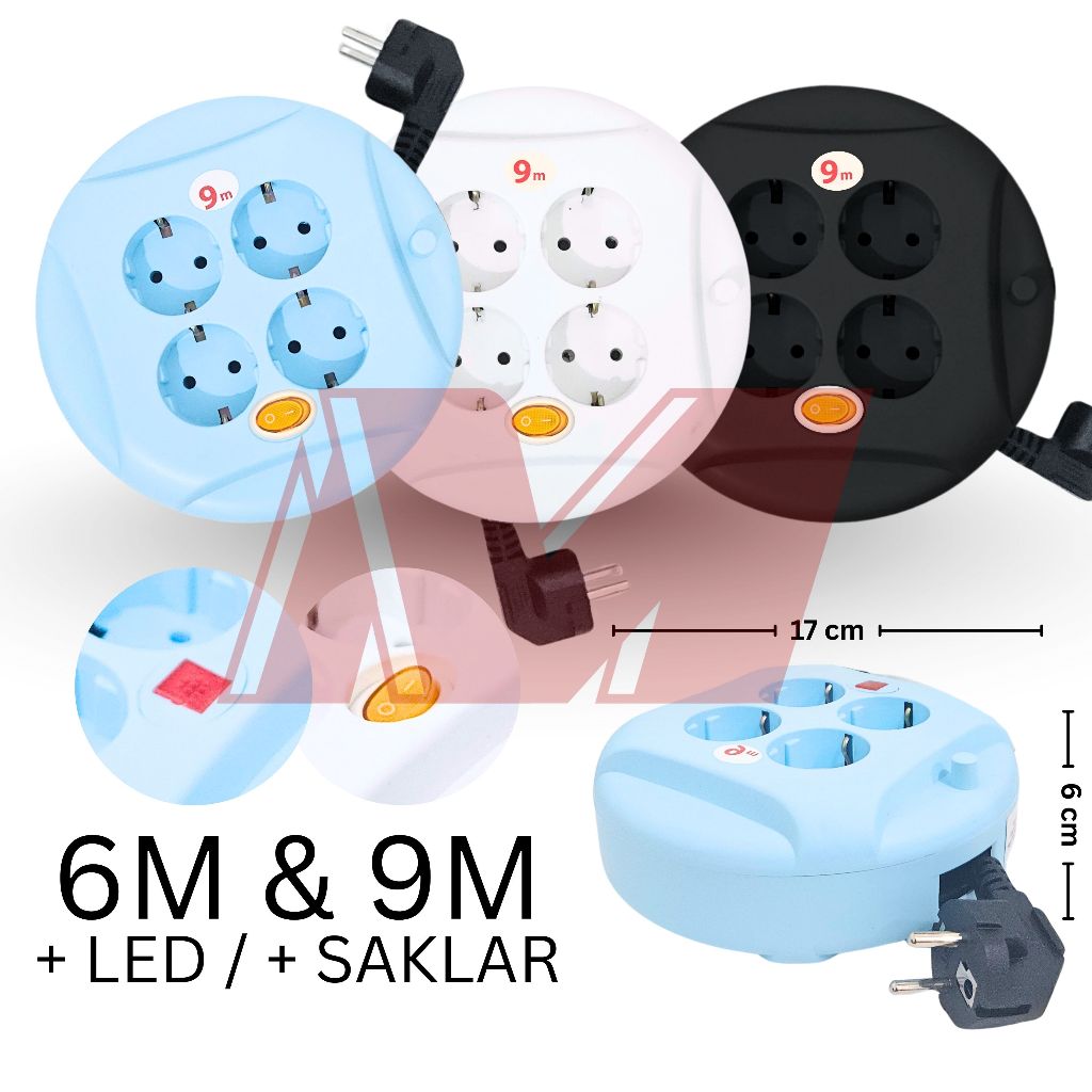 TRM FRIS Travel Cable Roll 6~9 Meters + LED/ + Switch Cable Box ...