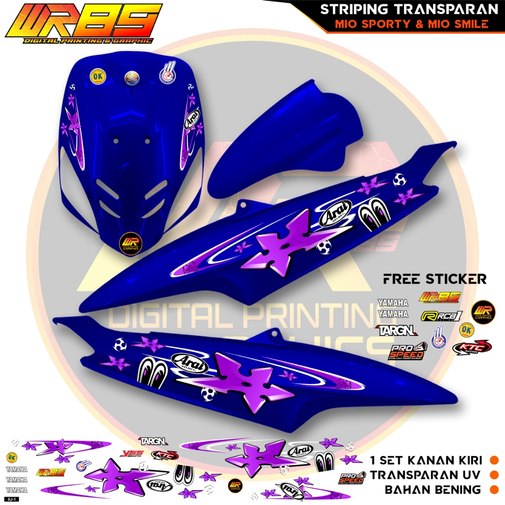 MIO SPORTY SMILE TRANSPARENT STRIPING ARAI MOTIF NEW COLOR LIS POLET ...