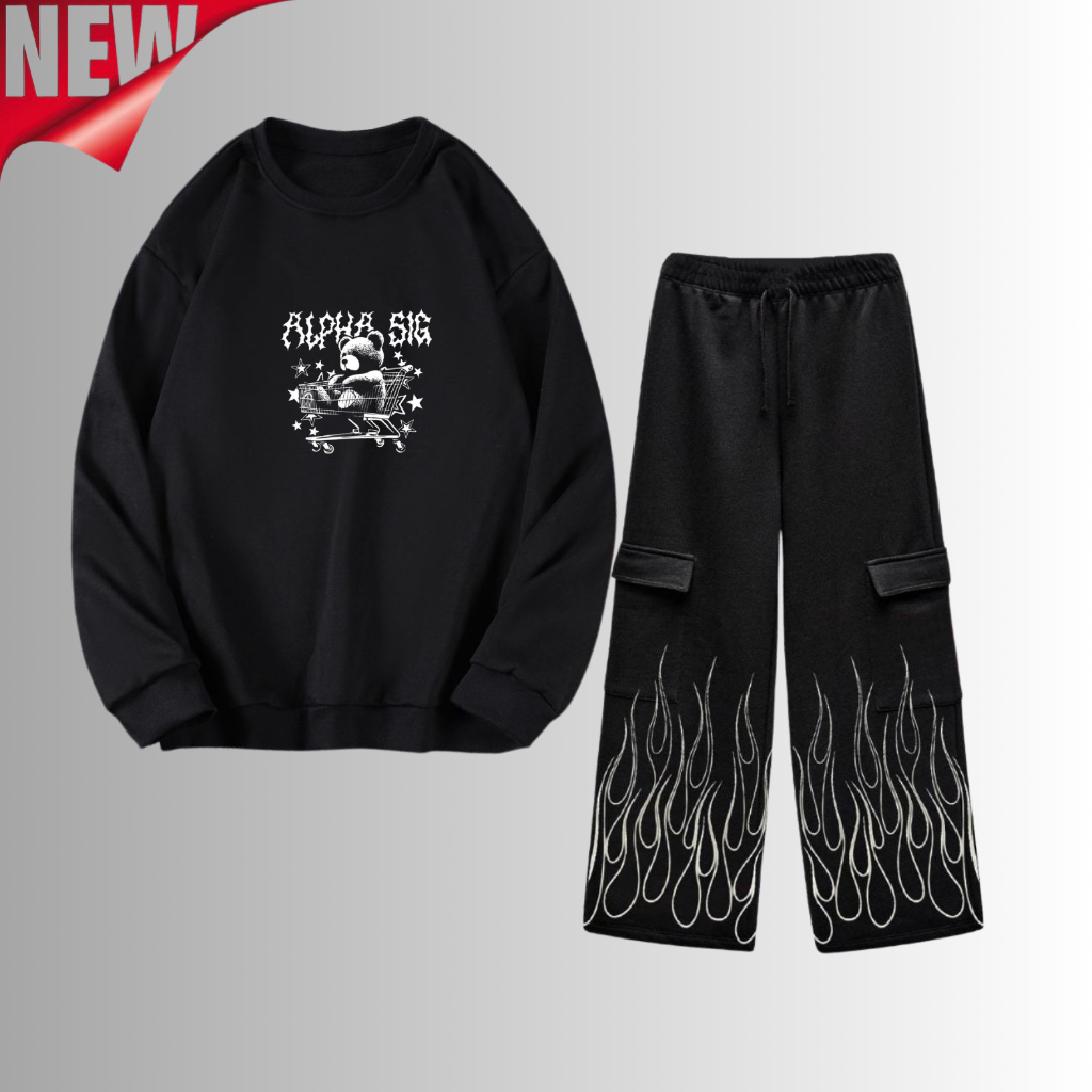 Speeding One Set Outfit Crewneck Suitwear Men 1 Set Cool Adult Korean ...
