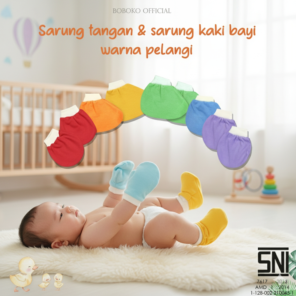 Boboko Newborn Baby Gloves – Set of 6 Cute & Soft Rainbow Colors ...