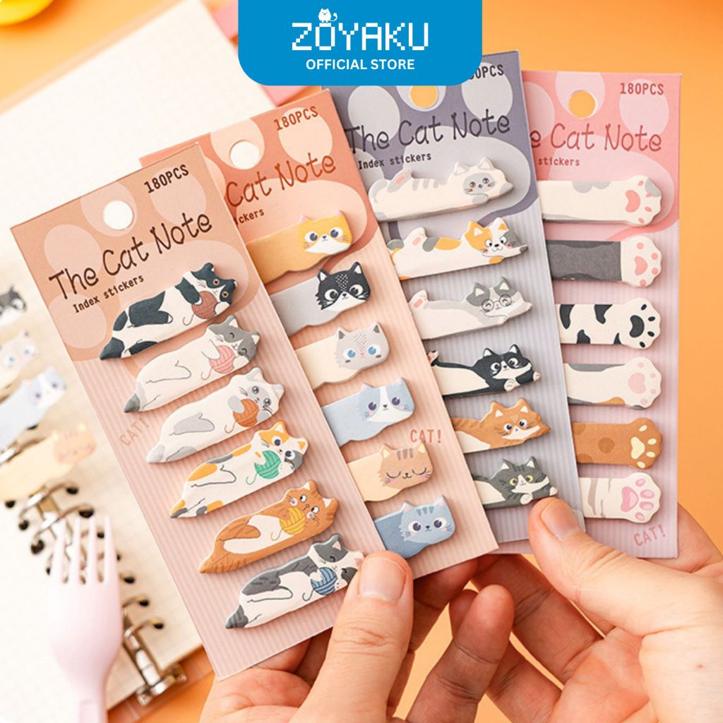 (180 Sheets) Sticky CatNotes Sticker Index Animal Label Paste School ...