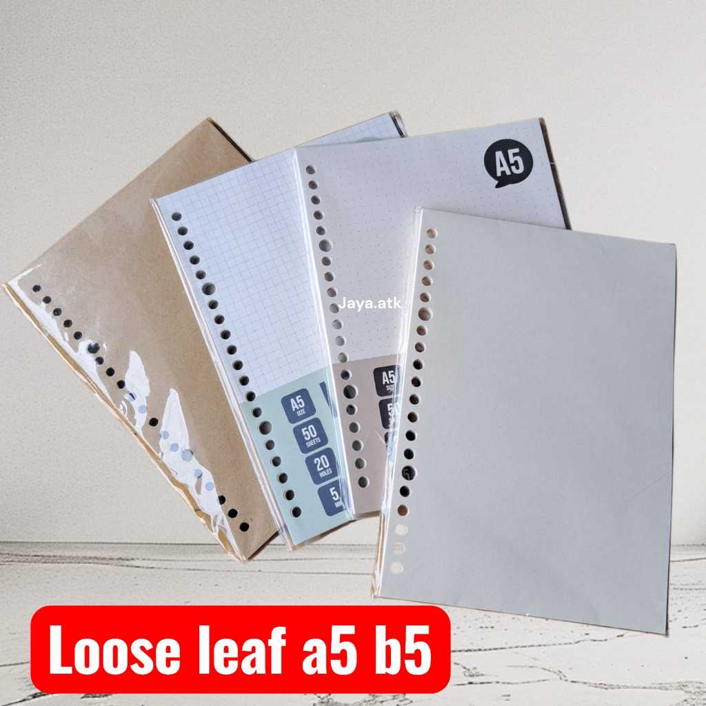 LOOSE LEAF PAPER BINDER CONTENTS A5 B5 PLAIN CRAFT SAMSON GRID DOT BOX ...