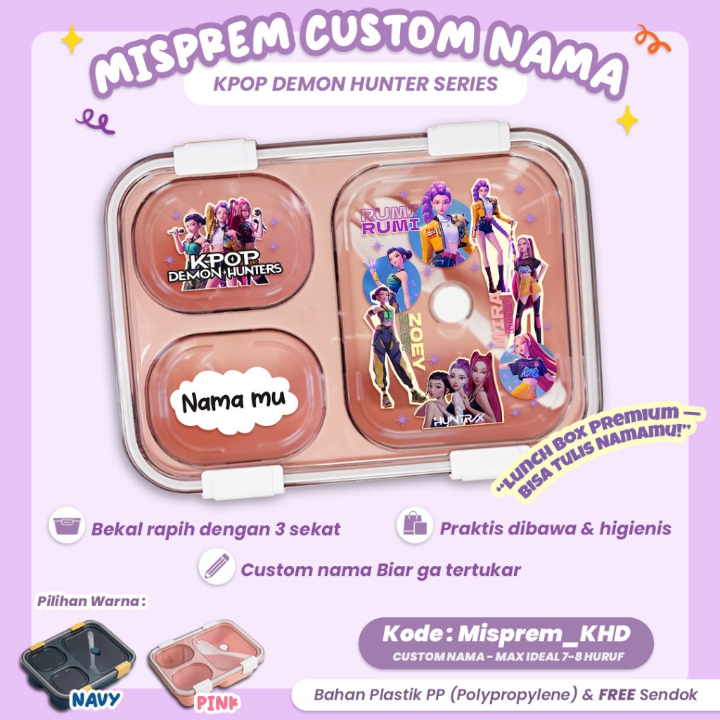 Lunch Box Custom Name KPOP Demon Hunters – Misting 3 Compartments ...