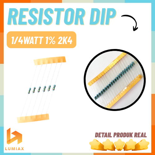 10Pcs Resistor 2K4 ohm metal film 1/4watt 1% 2.4 kilo 2.4 kilo ohm ...