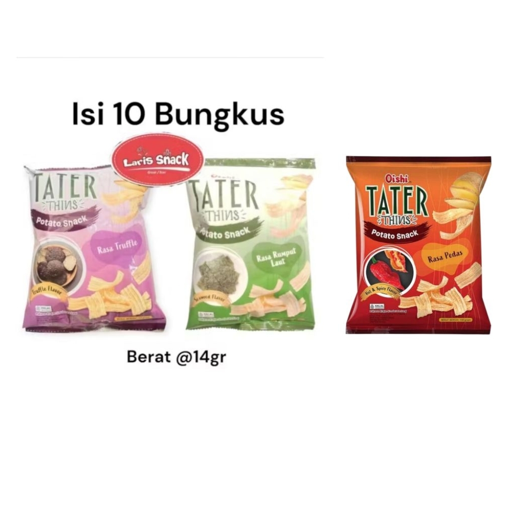 Oishi Tater Potato Snack Various Flavors @14gr (Contents 10 Packs ...