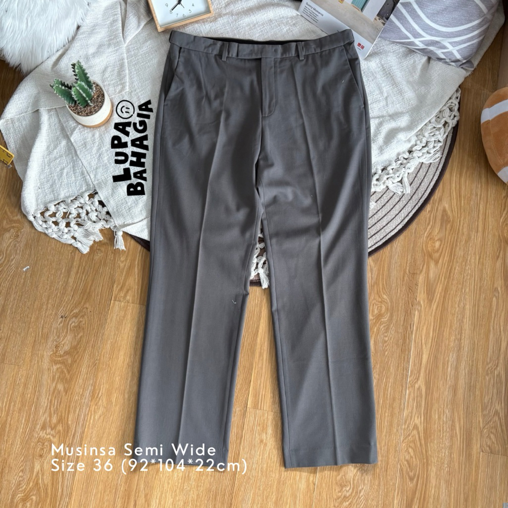 MUSINSA STANDARD Brown Semi Wide Fit Formal Long Pants size 36" • 100% ...