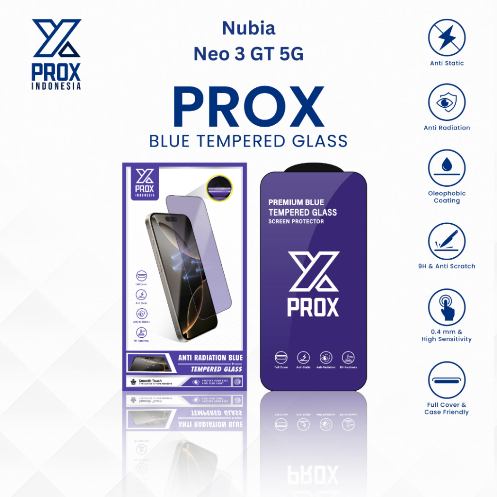 Anti-Radiation Tempered GlassPROX For Nubia Neo 3 GT 5G Full Cover Blue ...