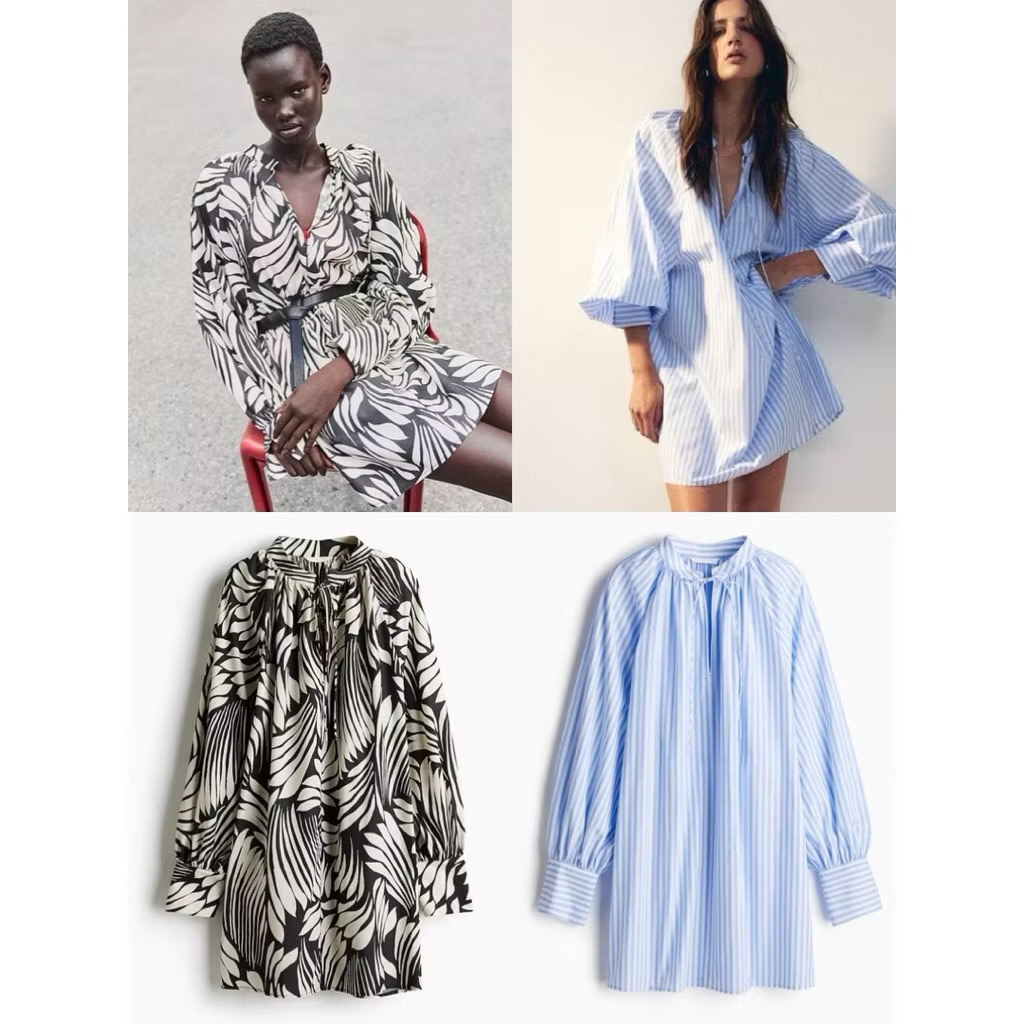 HNM OVERSIZE TIE DETAIL DRESS | Shopee Philippines