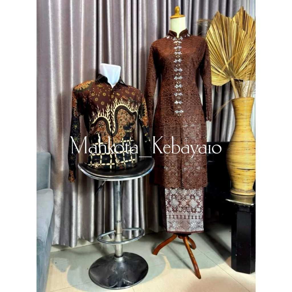 KEMEJA Kebaya Set Couple Kebaya Malika Mahogany Busui Songket & Men's ...