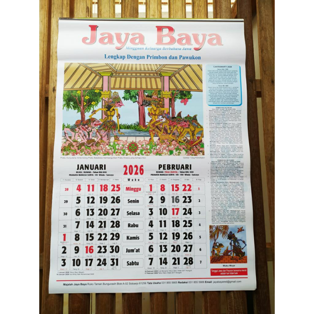 Jaya Baya 2026 Calendar Jawa Joyo Boyo 2026 Joyoboyo Calendar Equipped ...