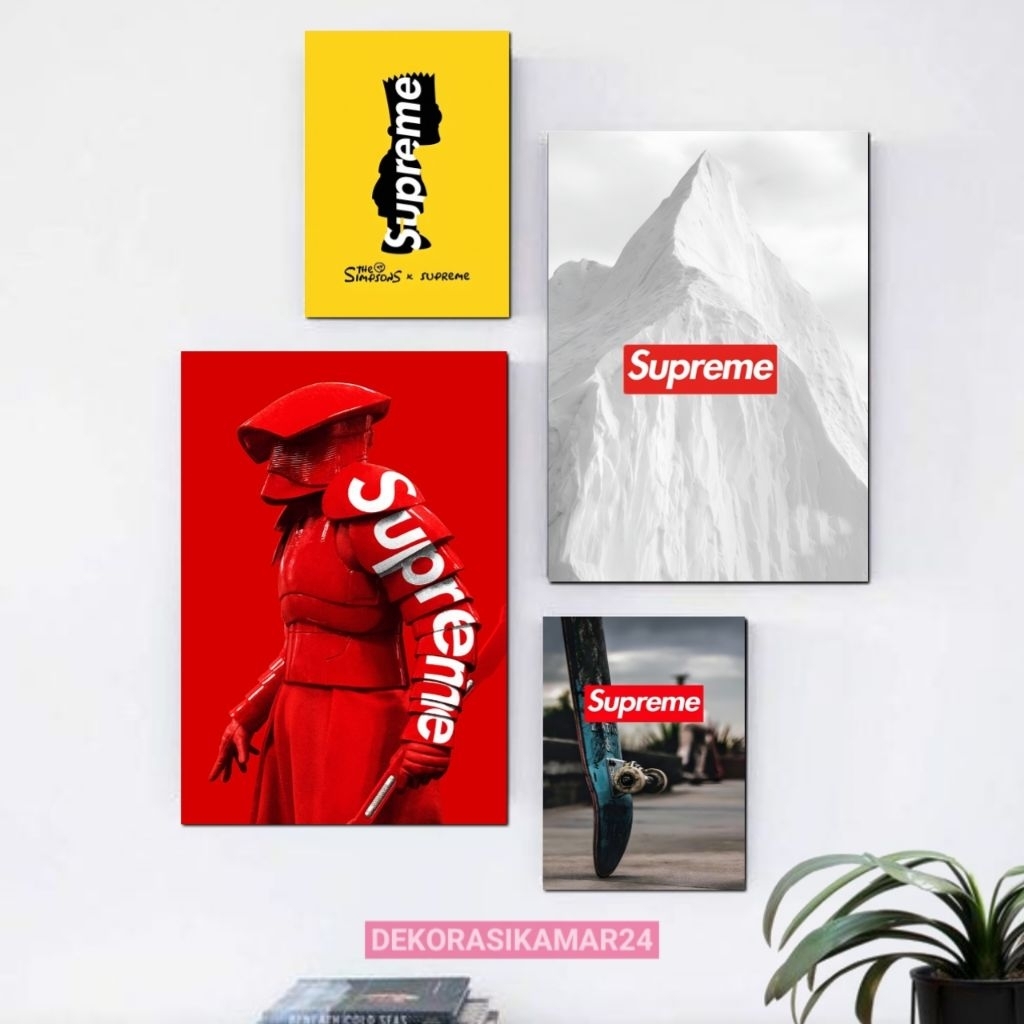 Aesthetic bedroom wall decoration supreme brand wall Poster Display ...
