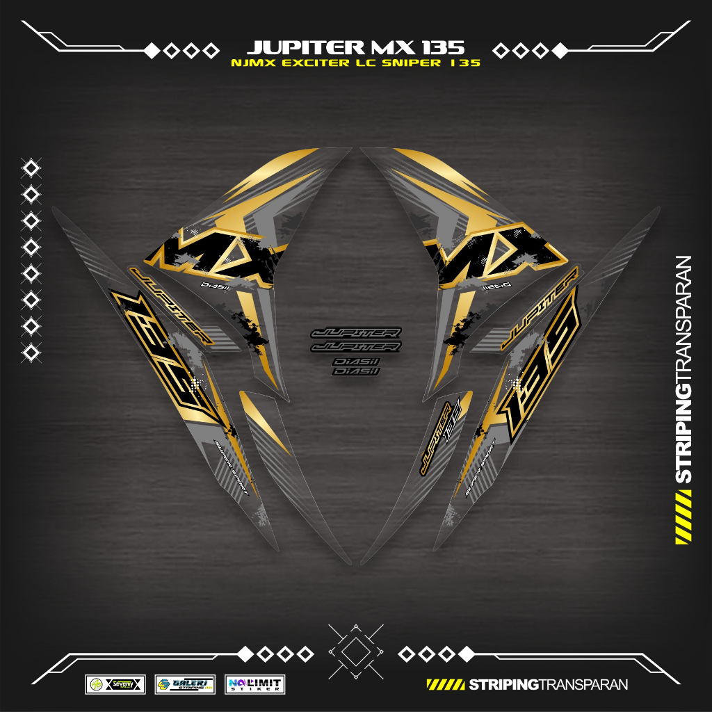 TRANSPARENT STRIPING UV MX NEW 135 MOTIF K1 STICKER YAMAHA LC 135 ...