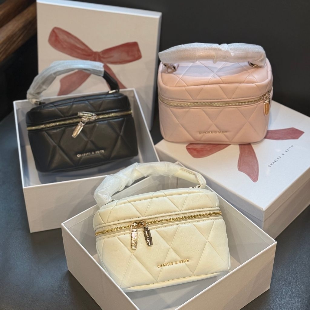 ARWEN QUILTED DOUBLE ZIPPER WOMEN'S TOP HANDLE BAG FREE BOX | Shopee ...