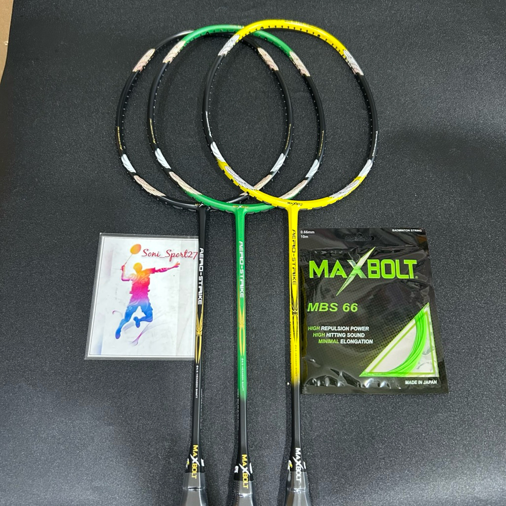 MAXBOLT AERO-STRIKE 65g BADMINTON RACKET (+ MAXBOLT STRINGS ...