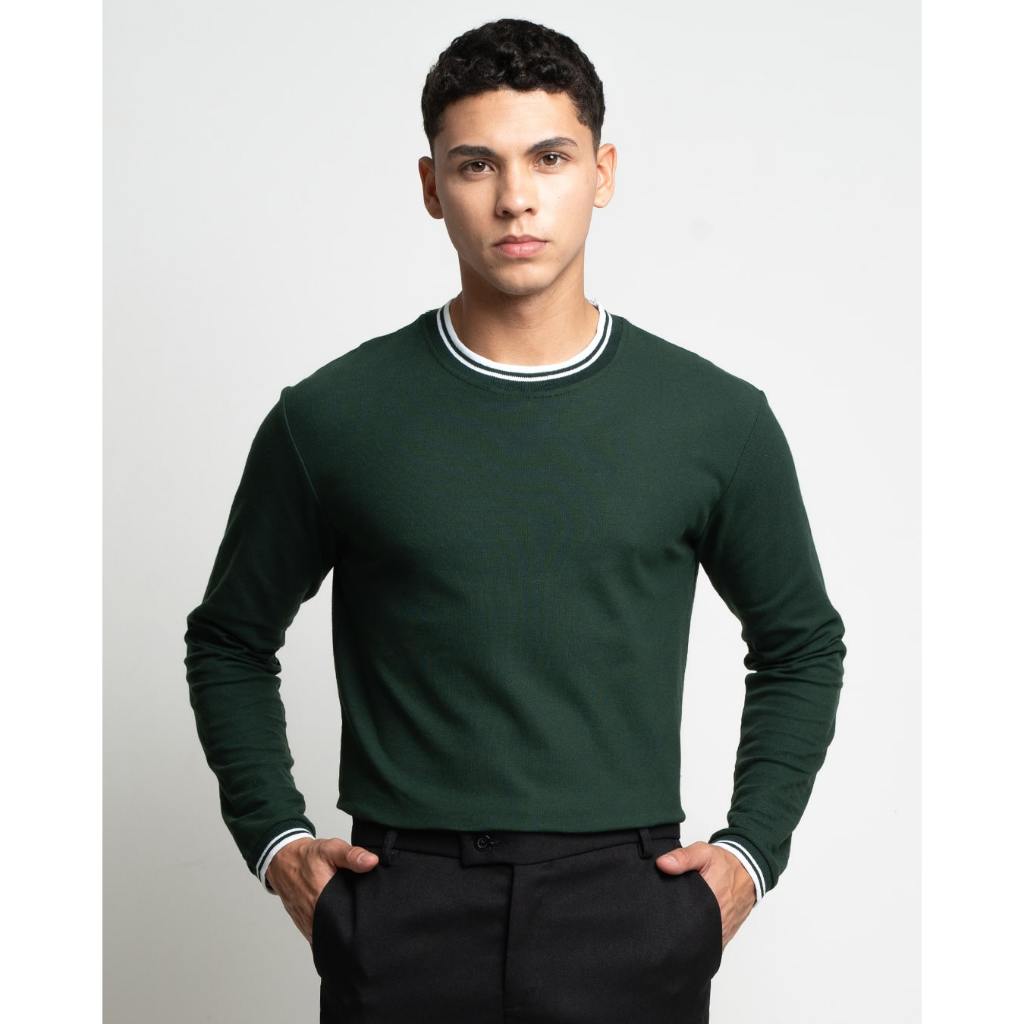 HSRM Thom Ringer Tee Long Sleeve Green White | Shopee Philippines