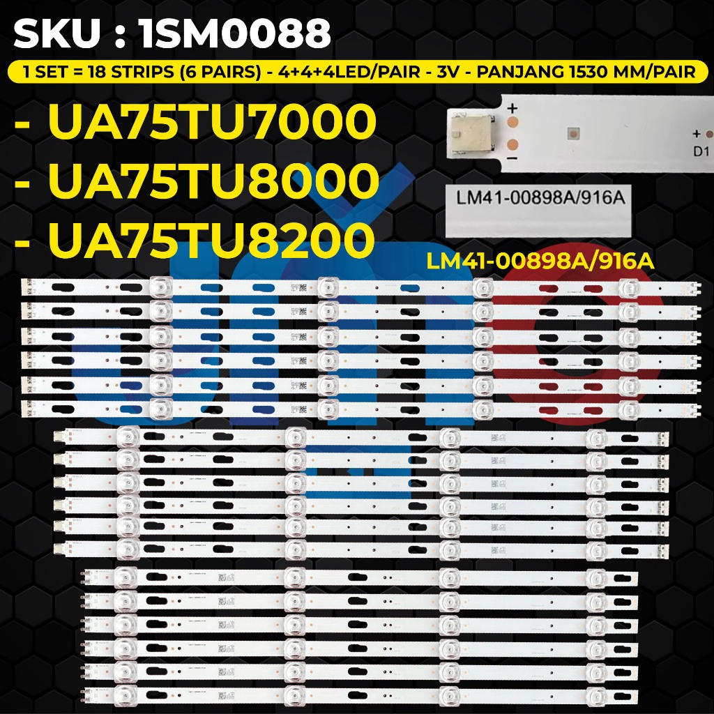 Samsung 75 Inch TV Backlight UA75TU7000 UA75TU8000 UA75TU8200 LM41 ...