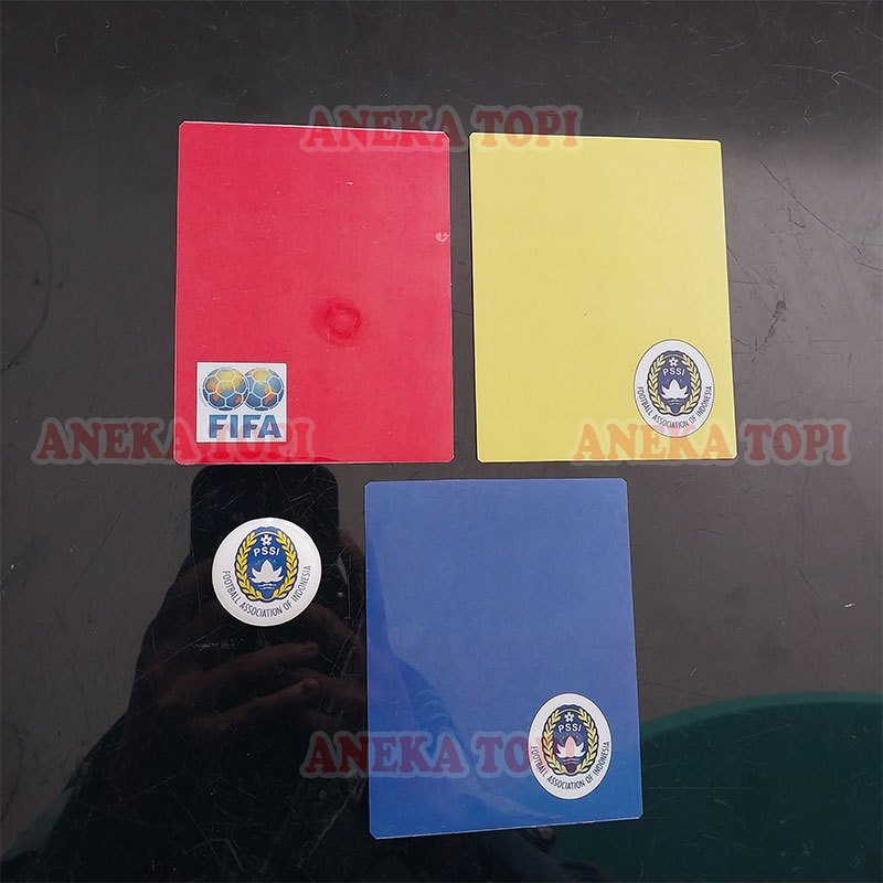 MERAH FIFA PSSI Logo Referee Card Red Yellow Card biru - Various Hats ...