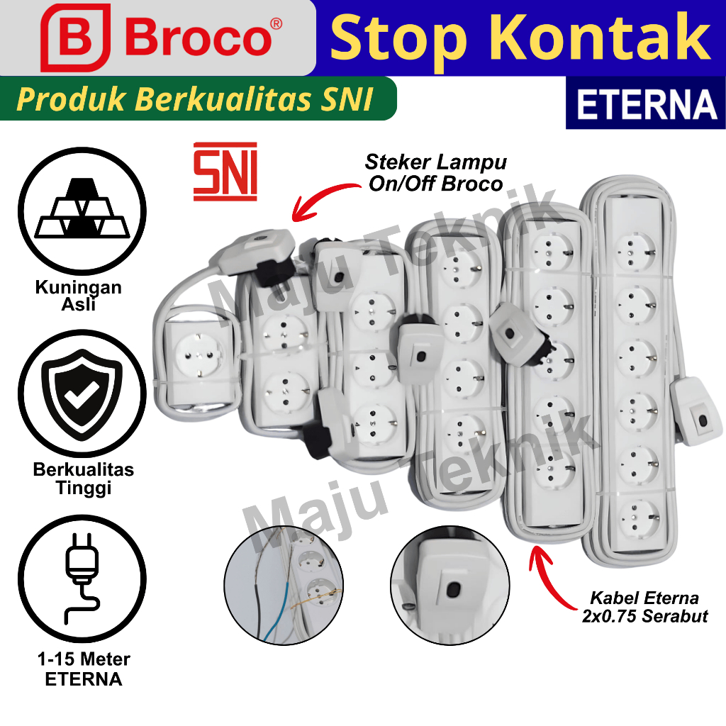 1 2 3 4 5 6 Hole Socket SNI Eterna Cable 1-15 Meters Broco Light Plug ...
