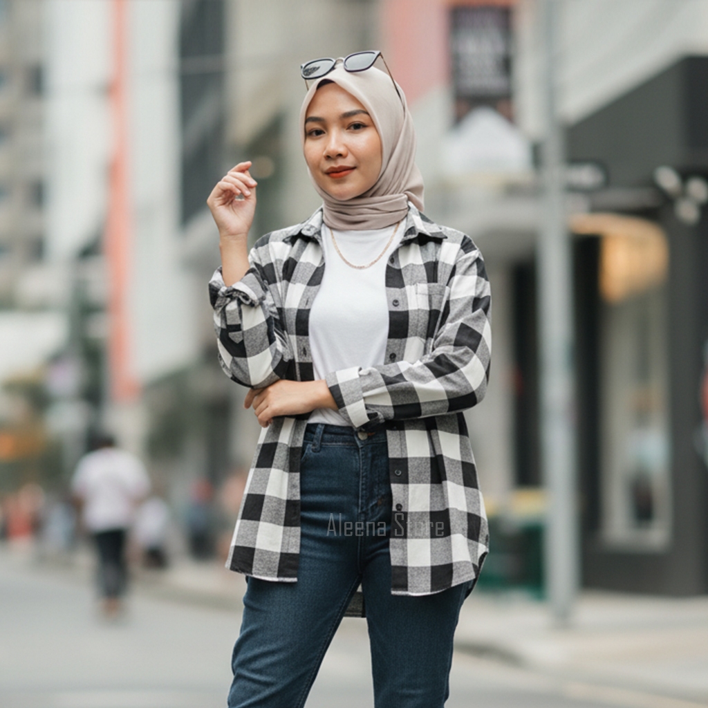 KEMEJA Casual Women's Flannel Shirt | Suitable for Daily & Hangout ...