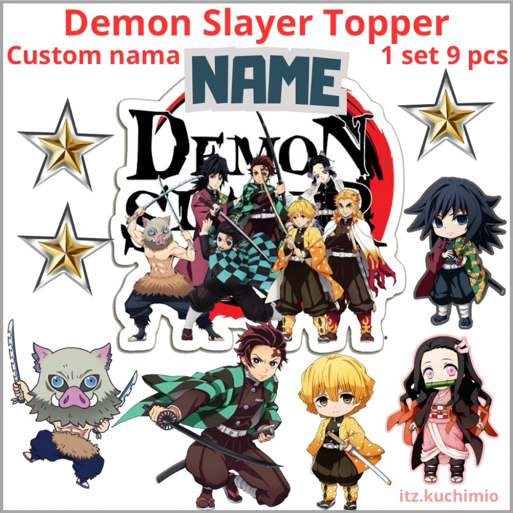 Custom name cake topper Demon Slayer birthday cake topper | Shopee ...