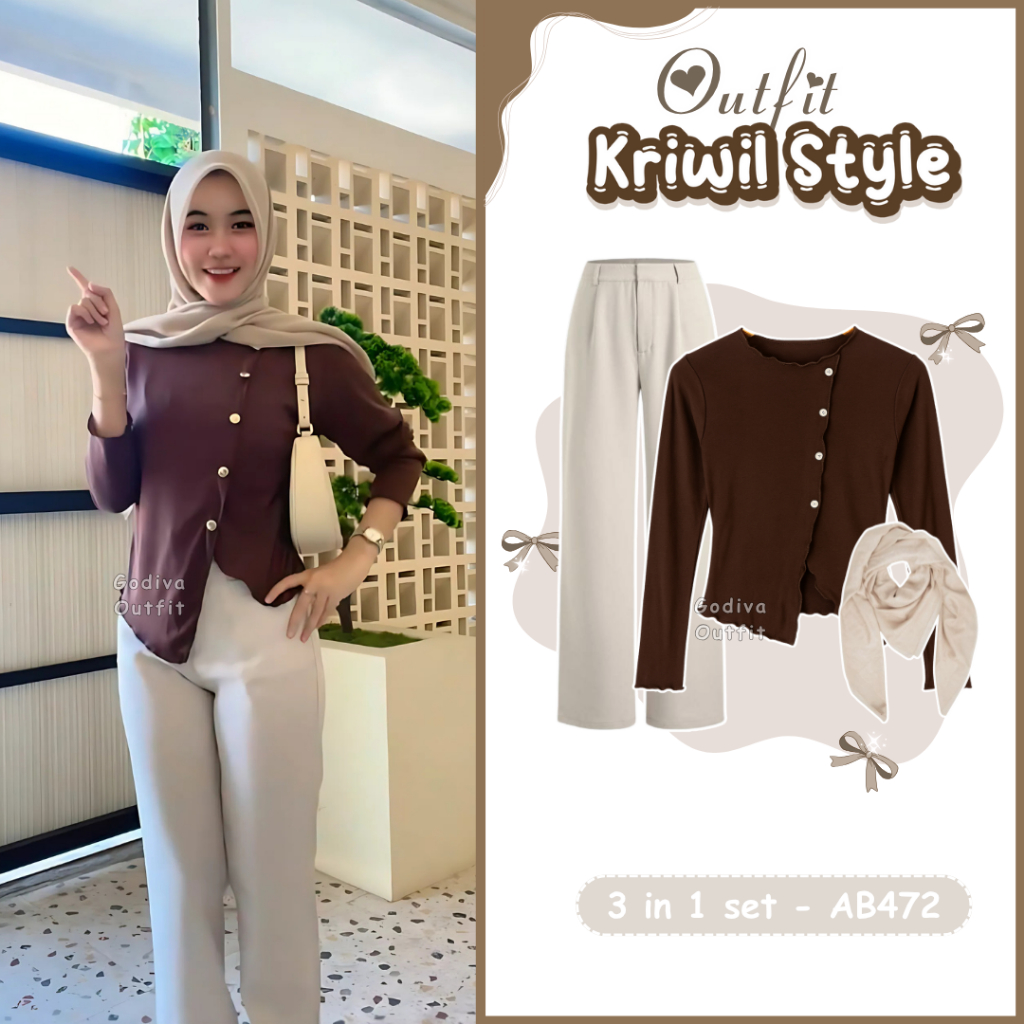 Godiva Outfit Blouse Knit Kriwil 3in1 Modern Women's Suit (Bella Square ...