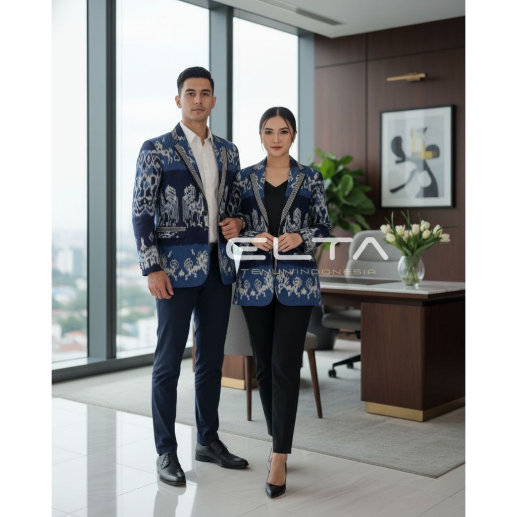 ELTA TENUN Couple Woven Blazer with NTT Motif – Modern Woven Suit for ...