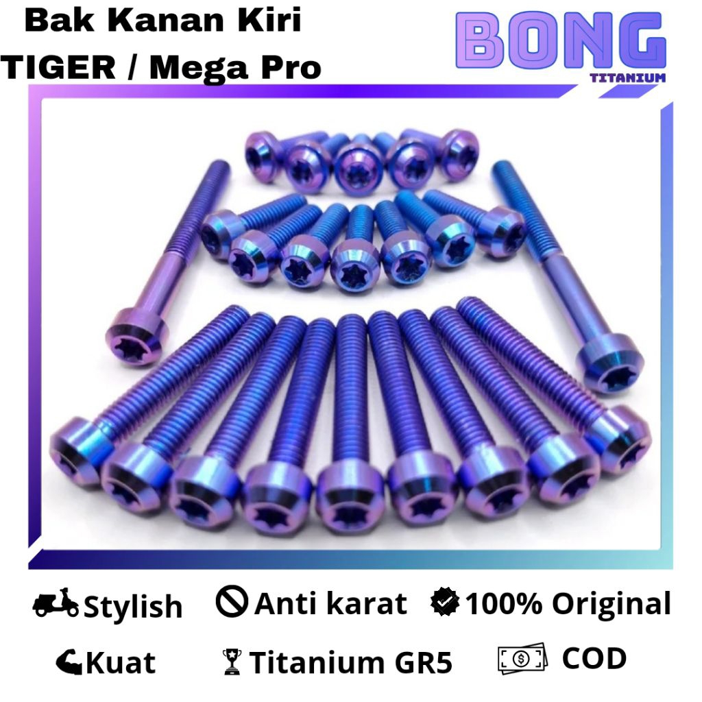 MESIN Right Engine Tank Titanium Bolts TigerKiri Megapro/ CB Original ...
