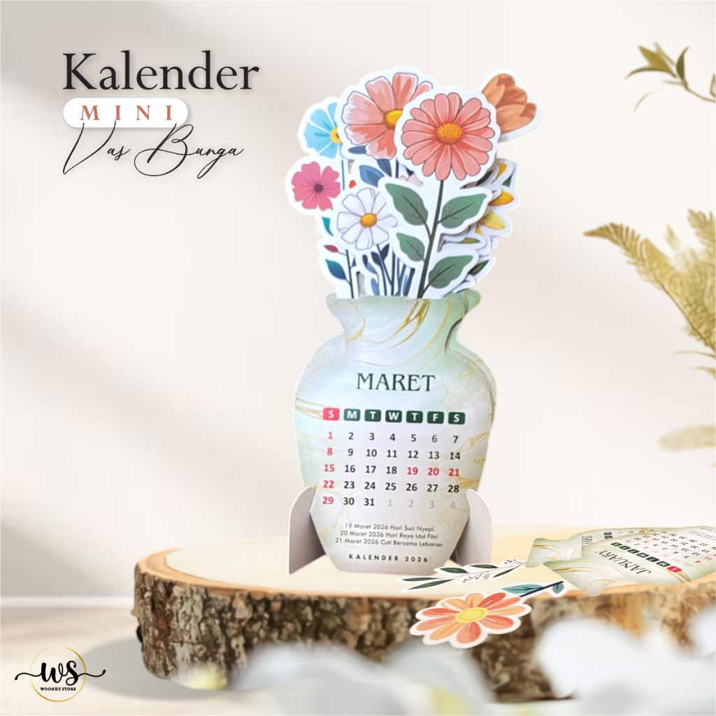 MINI FLOWER VASE CALENDAR - AESTHETIC TABLE CALENDAR - UNIQUE FLOWER ...