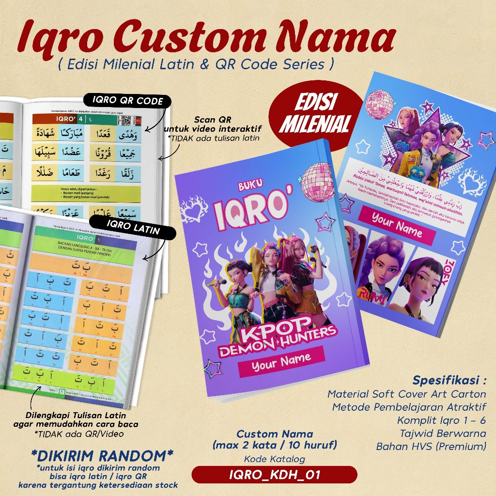 IQRO MILLENNIAL CHILDREN CUSTOM CHARACTER DESIGN KPOP DEMON HUNTER ...