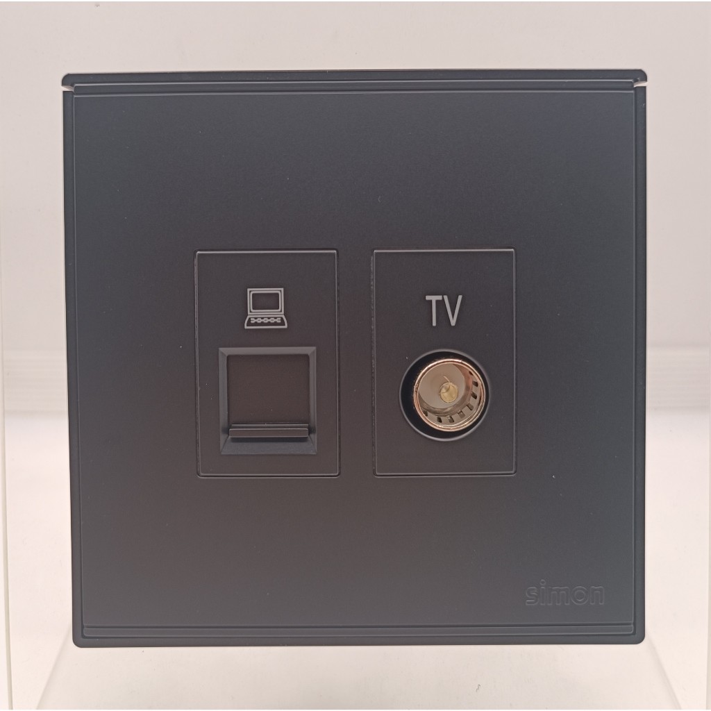 SIMON E6 BLACK DOFF MATT BLACK OUTLET TV/ CAT 6 DATA OUTLET/ | Shopee ...
