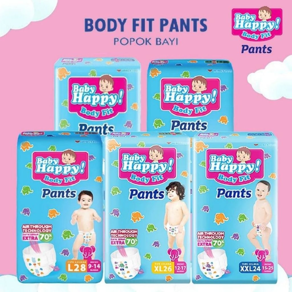 Pampers baby Happy contains L28, M9, XL8 | Shopee Philippines