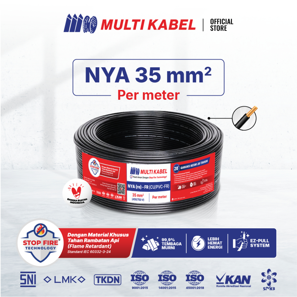 MULTI CABLE - NYA 35 mm2 Electrical Cable - SNI PVC Pure Wire Copper ...