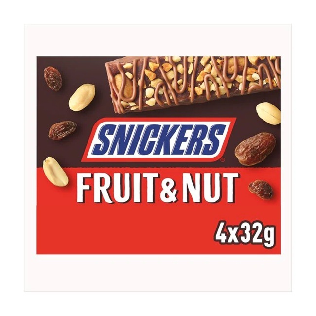 Snickers Fruit & Nut Milk Chocolate Snack Bars High Fiber & Protein 128 ...