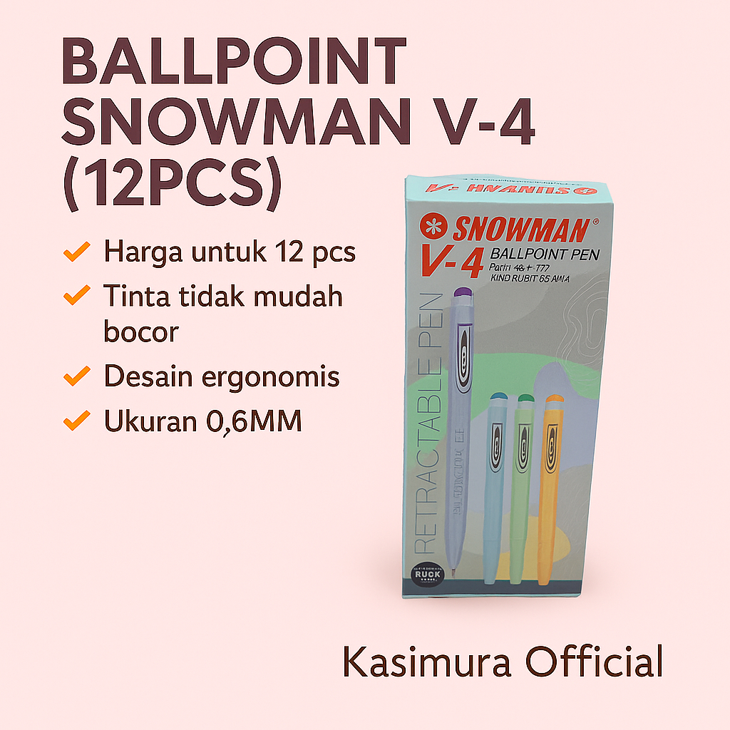 (12 PCS) Snowman V-4 0.6mm Ballpoint Pen Snowman V-4 Ballpoint Pen ...