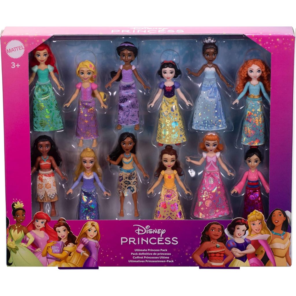 Mattel Disney Princess Toys, Ultimate Princess Pack with 12 Small ...